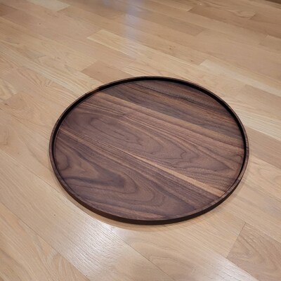 Walnut Catch All Tray, Wooden Tray, Round Wooden Tray - Etsy