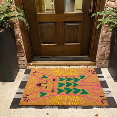 Mystic Leopard Coir Doormat, Colorful Boho Decor for Your Front Porch ...