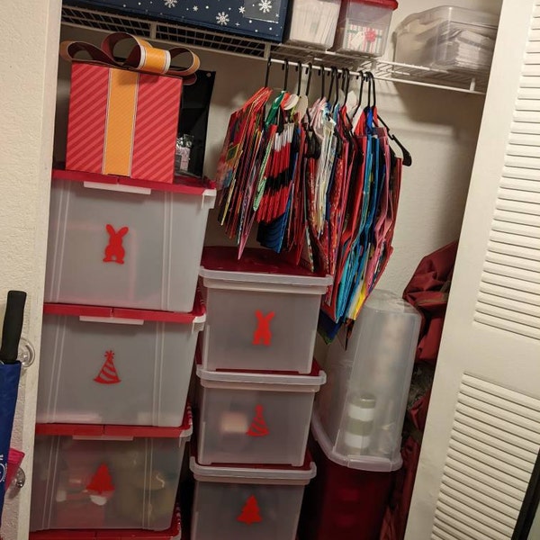 Storage Bin Decal | Holiday Storage Label | Large Storage Tote Decal ...