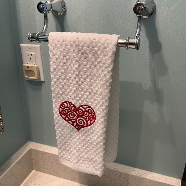Heart Hand Towel - Heart Kitchen Towel - Valentine's Day Hand Towel ...