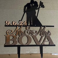 Football Bride and Groom Cake Topper, Football Groom, Sports Couple ...