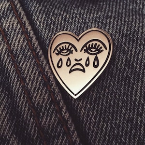 Crying Heart Enamel Pin Badge Lapel Pin Silver Hard Enamel - Etsy UK