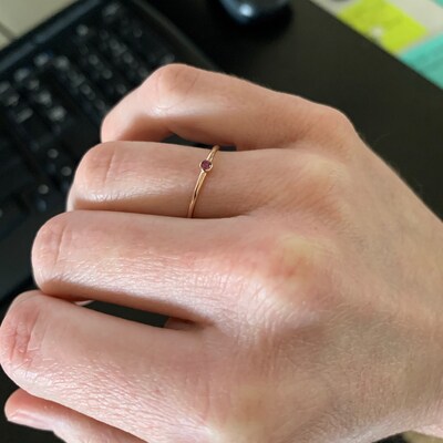 14K Gold Birthstone Ring, Solid Gold Ring, January, February, March ...