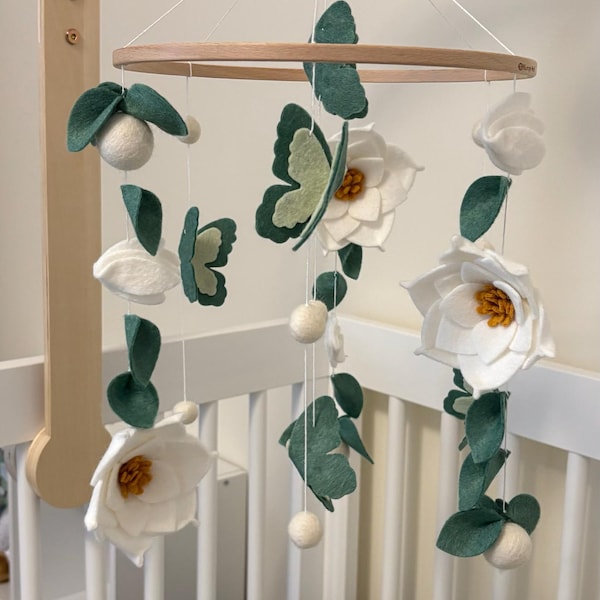 Butterfly Baby Mobile, Butterflies Crib Mobile Girl, Floral Nursery ...