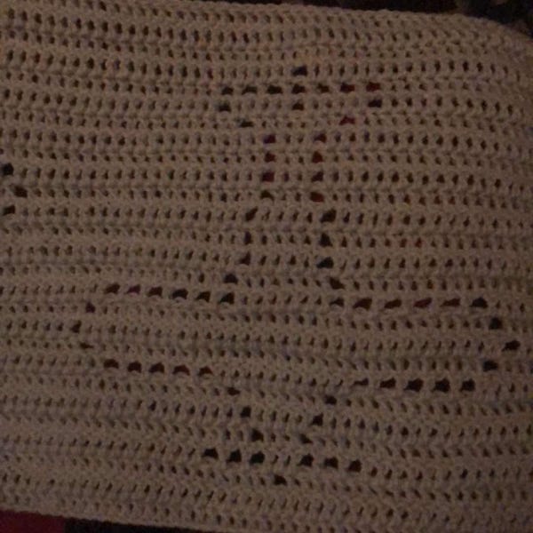 Filet Crochet Blanket Pattern | Cancer Awareness Ribbon Blanket ...