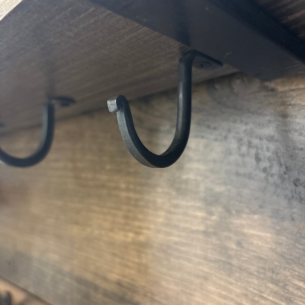 Hand Forged Undermount J Cup Hooks for Clothing Cabinet Farmhouse Cabin ...