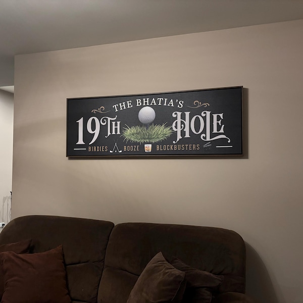 19th Hole Sign Home Bar Decor Personalized Golf Wall Decor Simulator ...