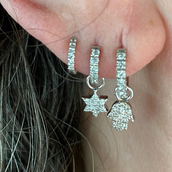 14k Gold Diamond Huggies, Small Diamond Hoop Earrings, Cute Huggies ...