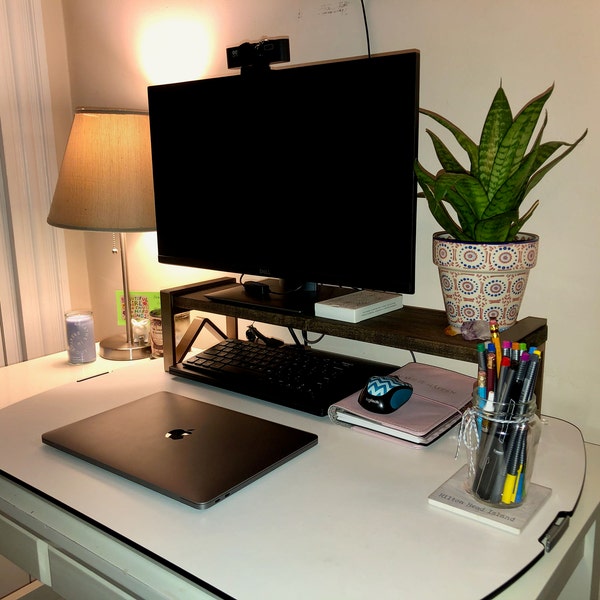 Minimalistic Wooden Monitor Stand, Computer Stand, Monitor Stand, Desk ...