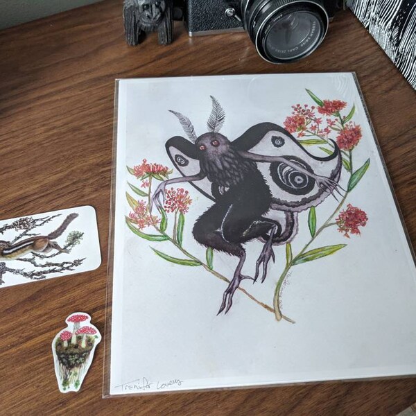 Mothman Painting, Art Prints , Mothman Cryptid, Cryptozoology Art, Cryptid Art, Cryptids Prints ...