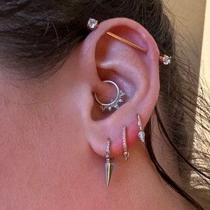 Rose Gold Rook Piercing Multistone Surgical Steel Curved - Etsy