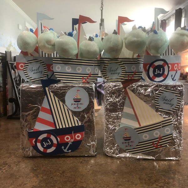Editable Nautical Cake Topper Printable, Boat Cake Decor, Nautical ...