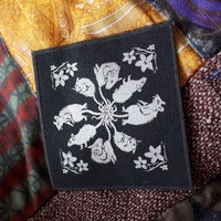 Rat King Silver Screen Print Fabric Patch 8x8cm Goth, Rat Lover Gift ...