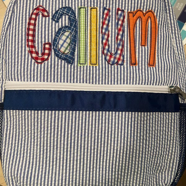 Scalloped Monogram Applique School Backpack, Personalized Bookbag ...