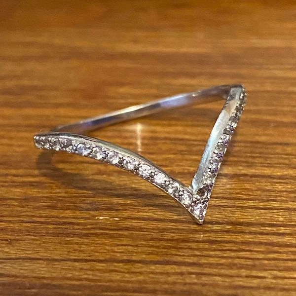 Pointed V Shaped Chevron 925 Sterling Silver Ring | Silver Band Ring ...