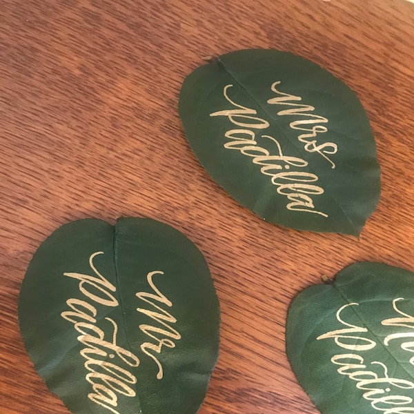 REAL Lemon Leaf Place Cards, Place Cards, Garden Mountian Bohemian ...