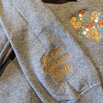 Floral Embroidered Fall Sweatshirt Custom Autumn Crewneck W Pet Name on ...