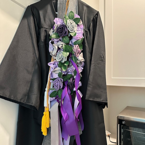 School Color Graduation Celebration Rose Hawaiian Ribbon Lei - Etsy