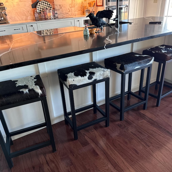 Crocodile Saddle Tan or Black Genuine Leather Counter Stool Crocodile ...