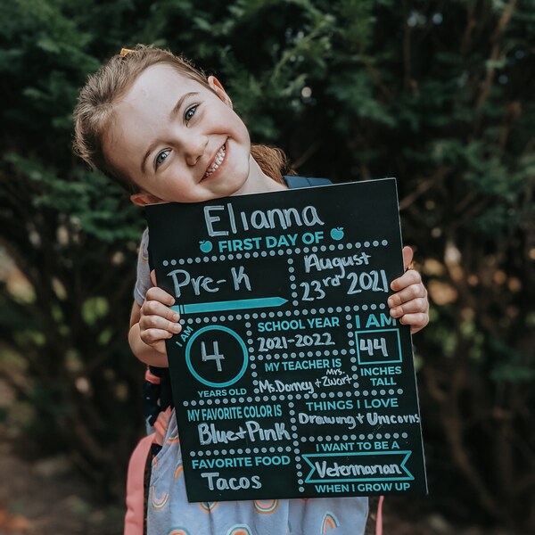 First Day or School Chalkboard Sign, Back to School Sign, Reusable ...
