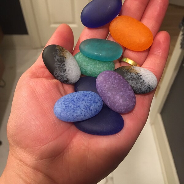 9 Seaglass Feel Memory Pebbles Encasing Ashes, Fur, Hair, or Sand ...