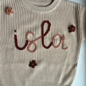 Custom Name Letter Sweater, Hand Knit Sweater, Baby Initial Sweater ...