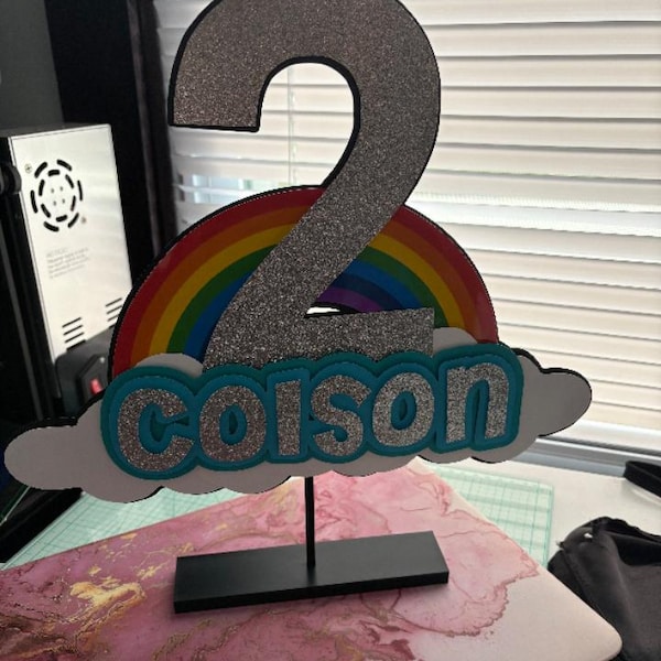 Rainbow Ruby Cake Topper - Rainbow - Birthday Cake Topper - Etsy