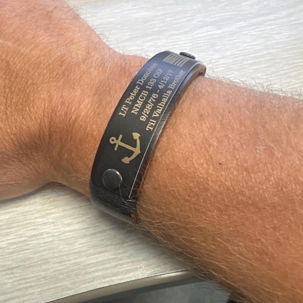 Custom Engraved Memorial Military Bracelet - Black Stainless Steel Cuff ...