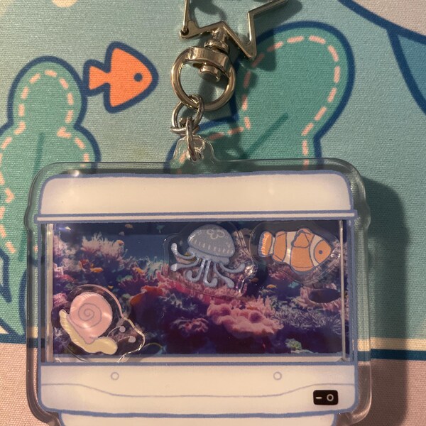 Frutiger Aero Fishy Keychain: Glitter Clownfish DS Cartridge - Etsy