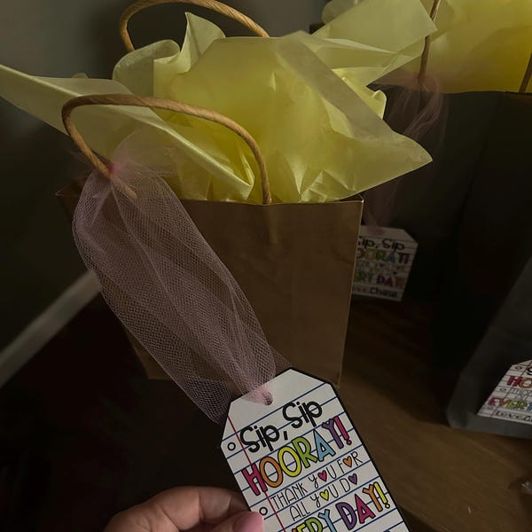 Sip, Sip Hooray! Tumbler Tag for Teacher Appreciation Gift - Etsy