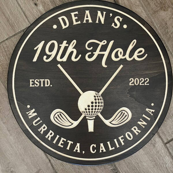 Personalized Golf Sign: Carved Wood Bar Decor, Golfer Gift - Etsy