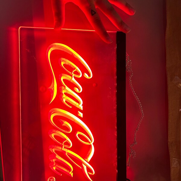 Coke, Coca Cola LED Sign Light Neon Acrylic Carved Hanging Wall Mancave ...