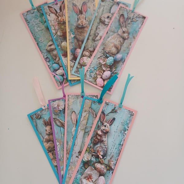 10 Easter Bunnies Printable Bookmarks | Digital Download JPG Bookmark ...
