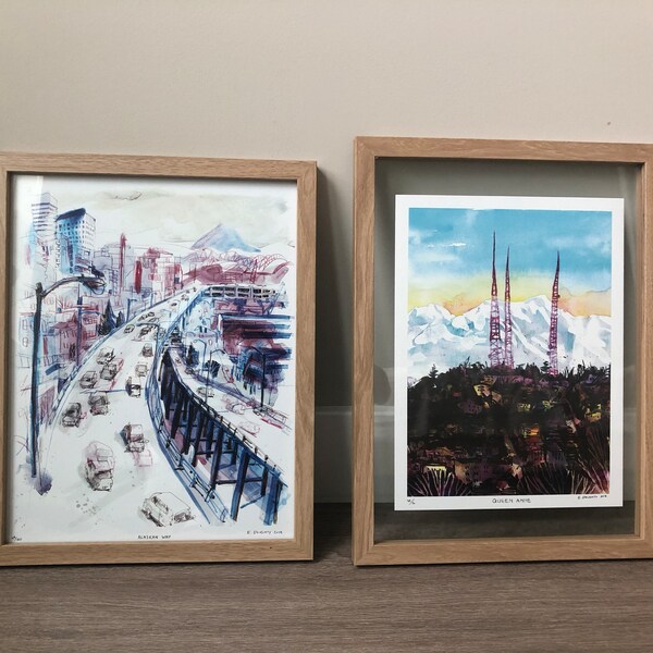 SEATTLE POSTCARDS Set of Eight 8 Assorted 4x6 Illustrated Pacific ...