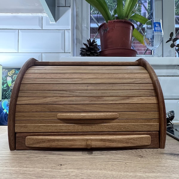 Functional Ash Wood Bread Box With Cutting Board and Magnetic Knife ...