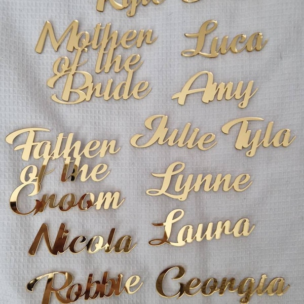 Mirrored Place Settings/names, Laser Cut Names, Wedding Seating, Table ...