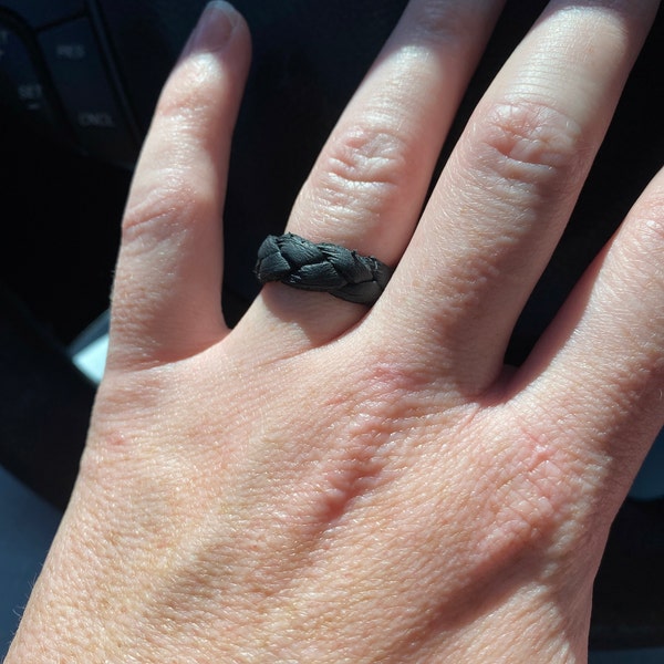 Leather Rings, Set of 2 Braided Leather Rings,braided Leather Bands ...