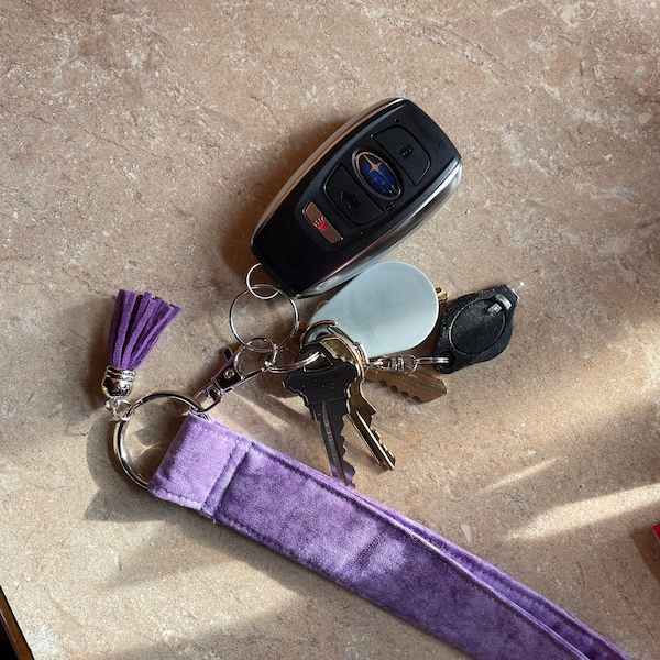 Purple Key Fob Wristlets, Wristlet Keychains With Tassels Lanyard ...