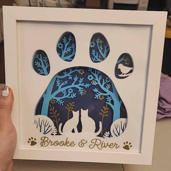 2,3,4 Cats Paw Shadow Box SVG, 3d Papercut SVG, Layered Paper Art ...