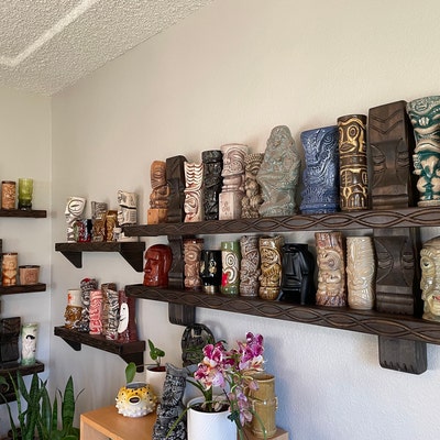 Pair of Handmade Carved Wood Mug Witco Style Tiki Shelves - Etsy