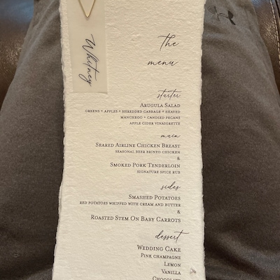 Deckled Edge Menu With Place Card set of 10 - Etsy