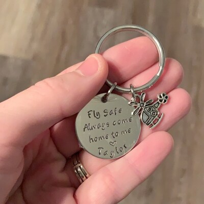 Fly Safe Keychain W/ Helicopter, Always Come Home to Me Keychain ...