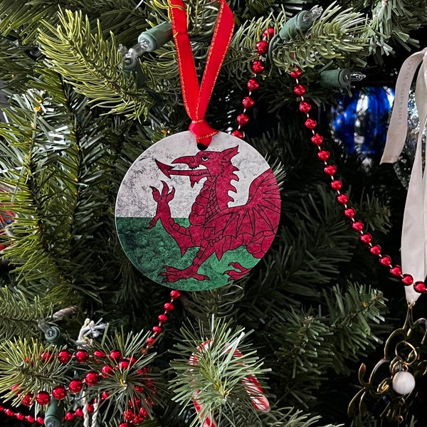 Welsh Flag Ornament, Wales Dragon Yuletide Christmas Tree Decoration ...