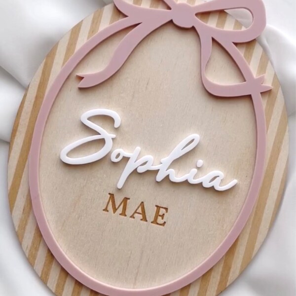 Baby Milestone Girl Name Announcement Baby Sign Pink Bow Milestone ...