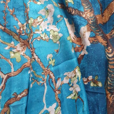 Luxury Soft Silky Scarf, Van Gogh Almond Blossom Scarf, Personalised ...
