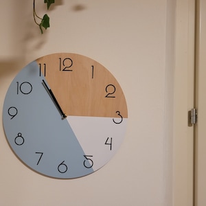 Scandi Wall Clock With Pastel Colors Minimalist Wooden Clock | Etsy