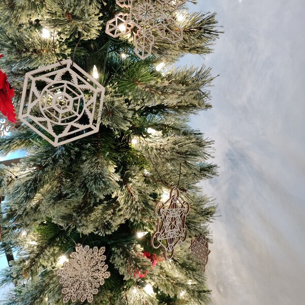 Sacred Geometry Holiday Ornaments - Set of Seven - Laser Cut Wood ...