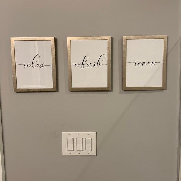 Relax Refresh Renew, Bathroom Print Set of 3, Relax Decor Sign, Funny ...