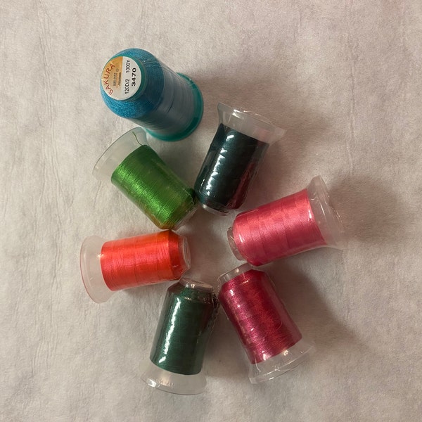 Sakura Single Spool 100% Polyester Embroidery Machine Thread 1000Y 40WT ...