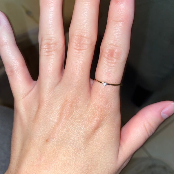 Gold Stack Ring, Mini CZ Stacking Ring, 14kt Gold Filled Band, Skinny ...